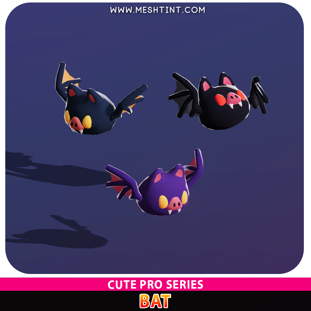 Meshtint Studio - Bat Cute Pro Series | FREE 3D Model | Tutorial | Learn Unity | Art Outsource