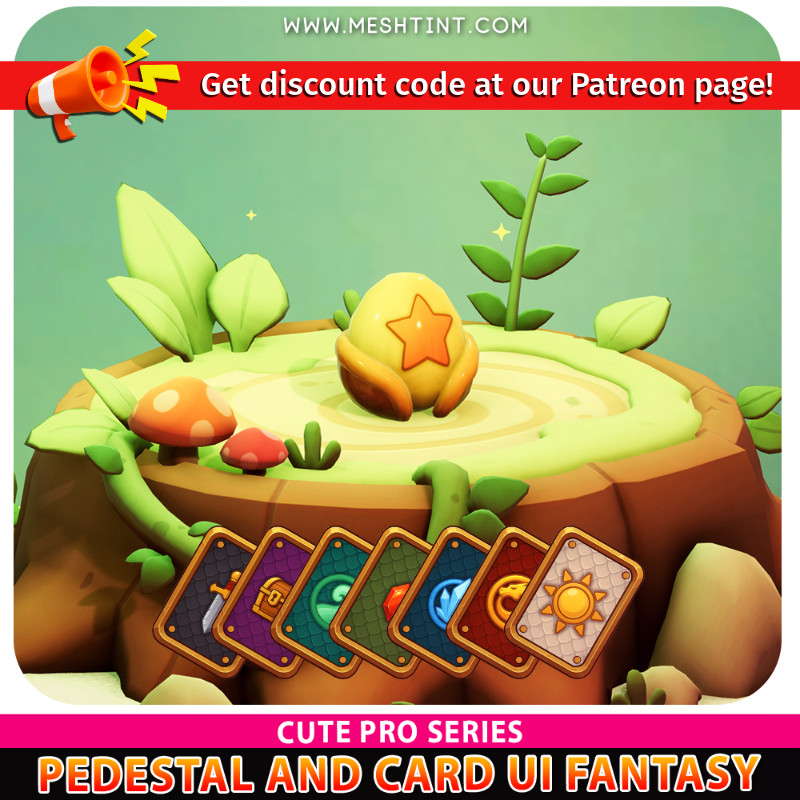 Meshtint Studio - Pedestal And Card UI Fantasy Pack Cute Pro Series | FREE 3D Model | Tutorial ...