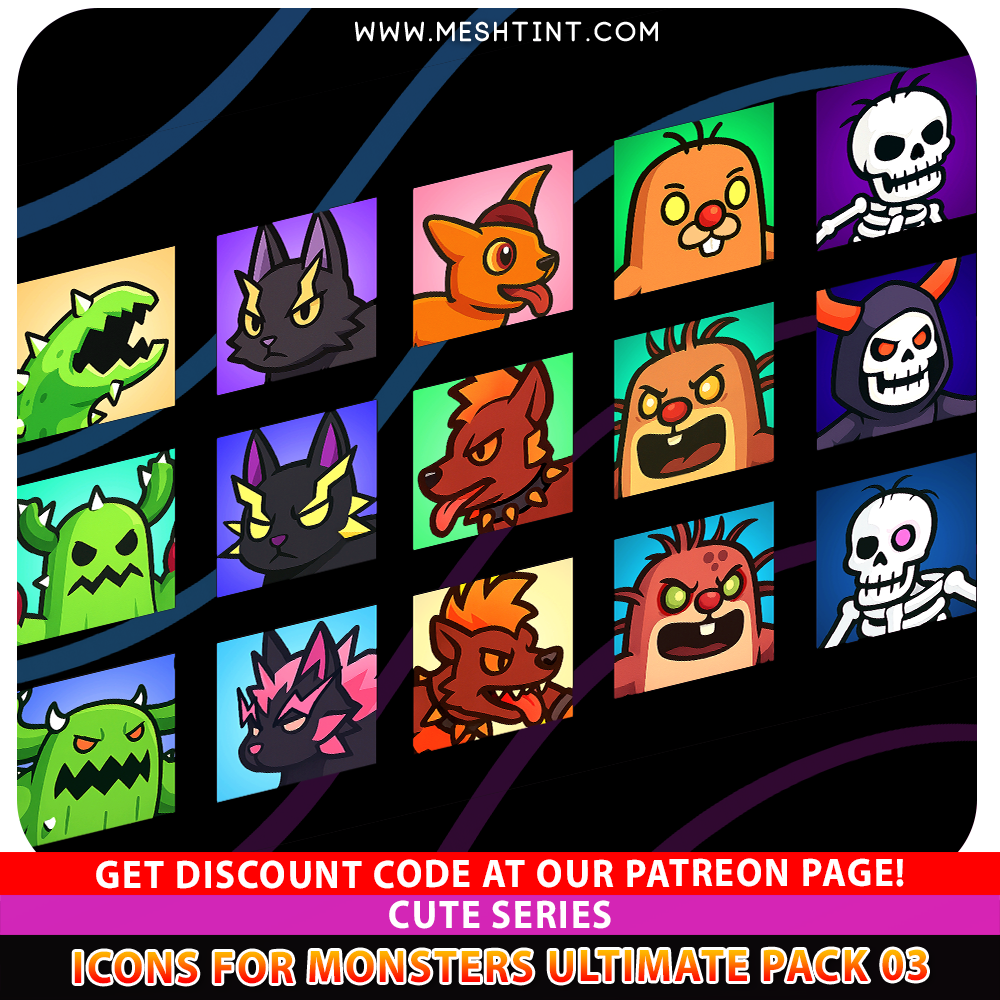 Meshtint Studio - Icons For Monsters Ultimate Pack 03 Cute Series ...