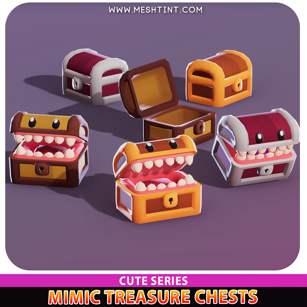 Meshtint Studio - Mimic Treasure Chests Cute Series | FREE 3D Model ...
