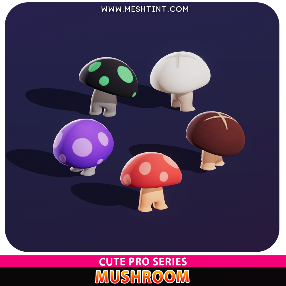 Meshtint Studio - Mushroom Cute Pro Series | FREE 3D Model | Tutorial | Learn Unity | Art Outsource