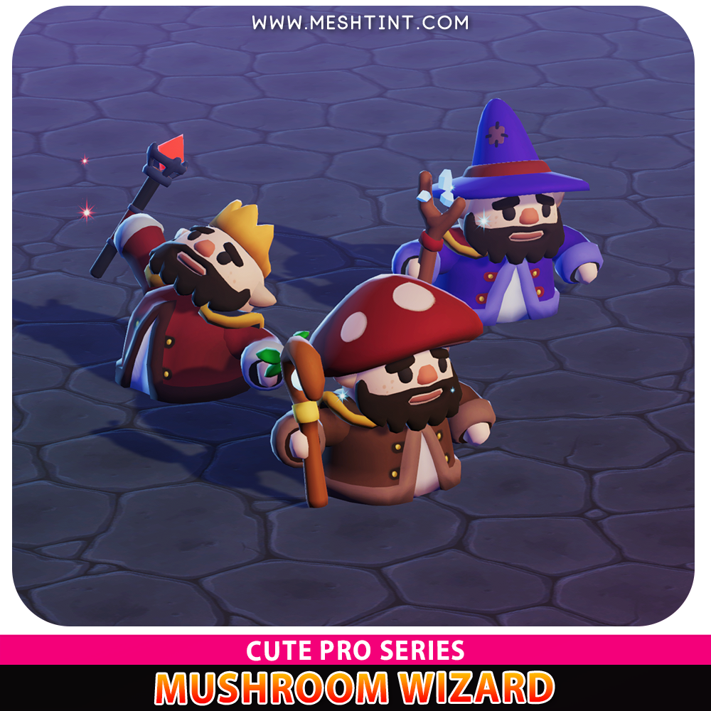 Meshtint Studio - Mushroom Wizard King Cute Pro Series | FREE 3D Model | Tutorial | Learn Unity ...