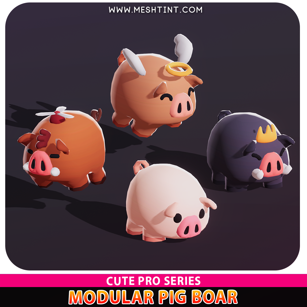 Meshtint Studio - Modular Pig Boar Cute Pro Series | FREE 3D Model | Tutorial | Learn Unity ...