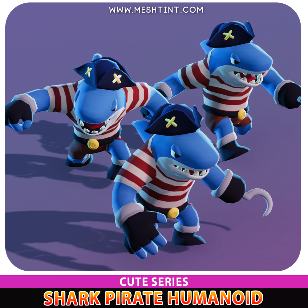 Meshtint Studio - Shark Pirate Humanoid Cute Series | FREE 3D Model | Tutorial | Learn Unity ...