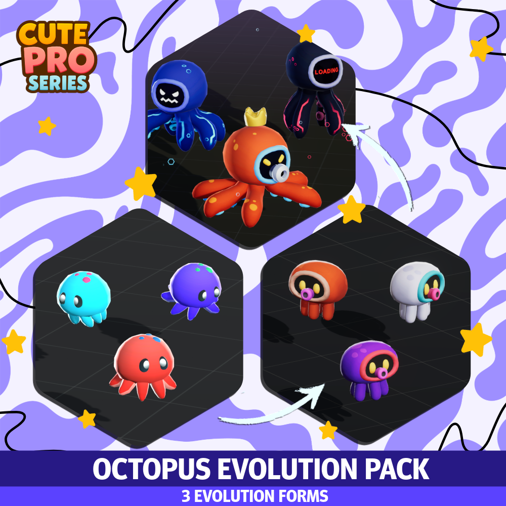 Meshtint Studio - Octopus Evolution Pack Cute Pro Series | FREE 3D Model | Tutorial | Learn ...
