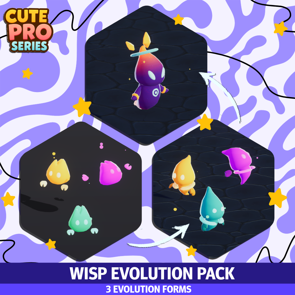 Meshtint Studio - Wisp Evolution Pack Cute Pro Series | FREE 3D Model | Tutorial | Learn Unity ...