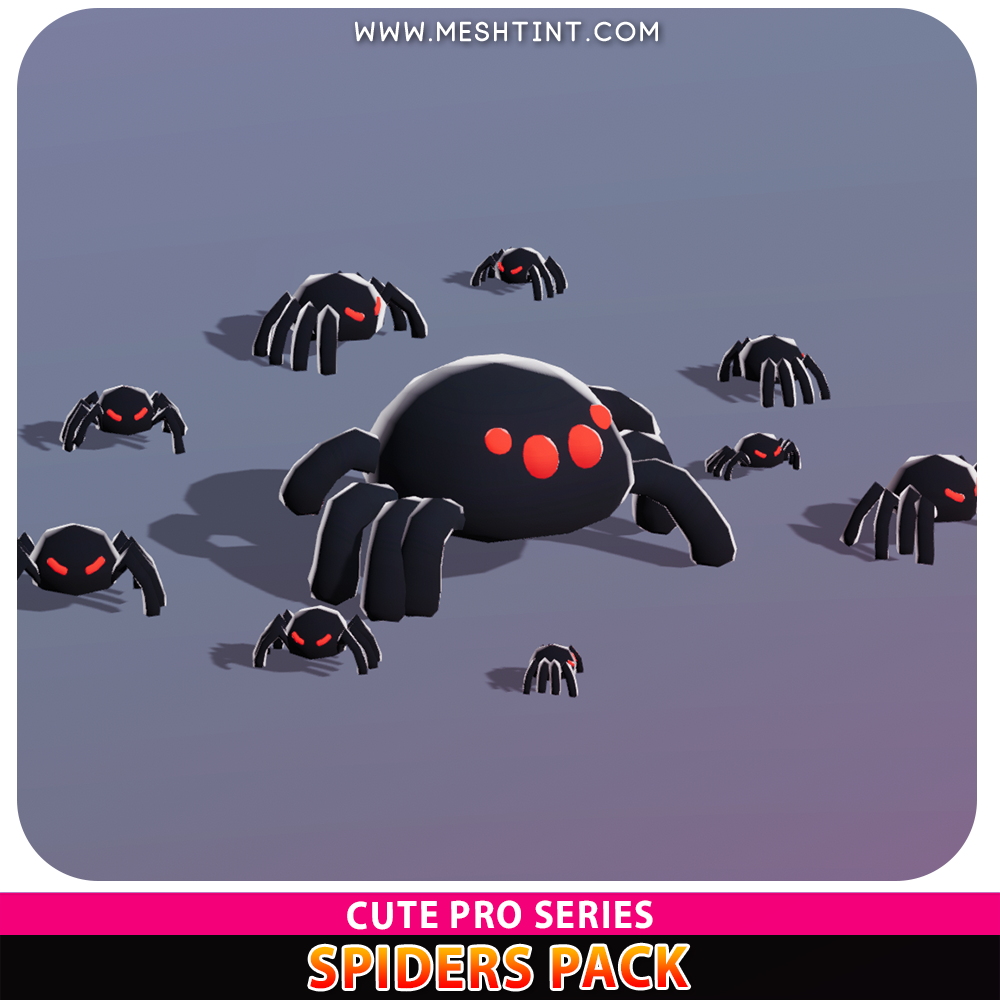 Meshtint Studio - Spiders Pack Cute Pro Series | FREE 3D Model | Tutorial | Learn Unity | Art ...