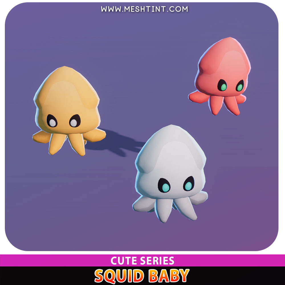 Meshtint Studio - Squid Baby Cute Series | FREE 3D Model | Tutorial | Learn Unity | Art Outsource