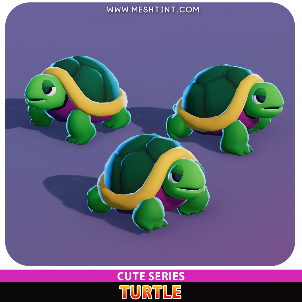 Meshtint Studio - Turtle Cute Series 1.1 | FREE 3D Model | Tutorial | Learn Unity | Art Outsource