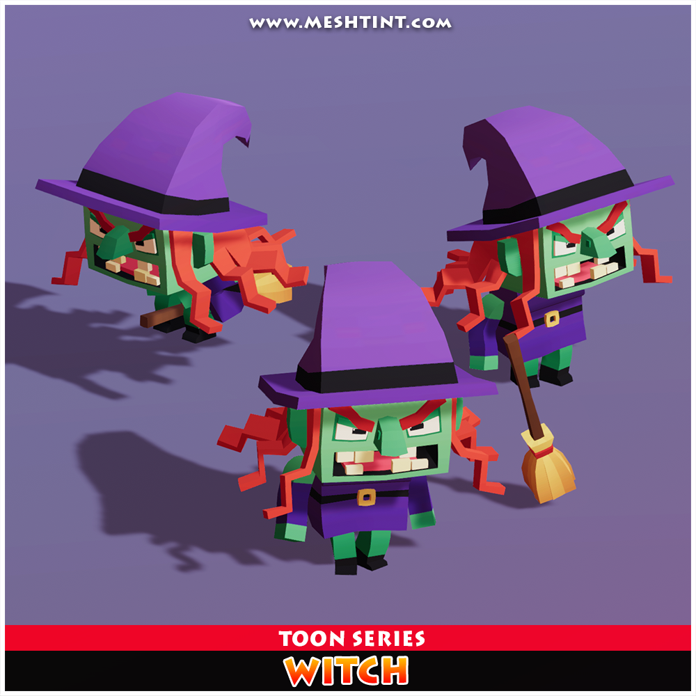 Meshtint Studio - Witch Toon Humanoid Series | FREE 3D Model | Tutorial | Learn Unity | Art ...