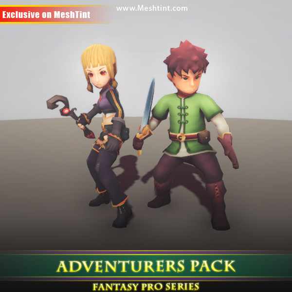 Meshtint Studio - Adventurers Pack 1.1 | FREE 3D Model | Tutorial | Learn Unity | Art Outsource