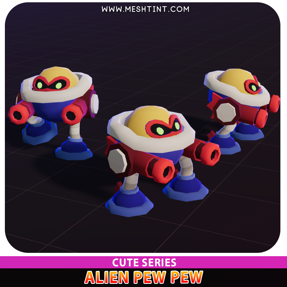 Meshtint Studio - Alien Pew Pew Cute Series | FREE 3D Model | Tutorial | Learn Unity | Art Outsource