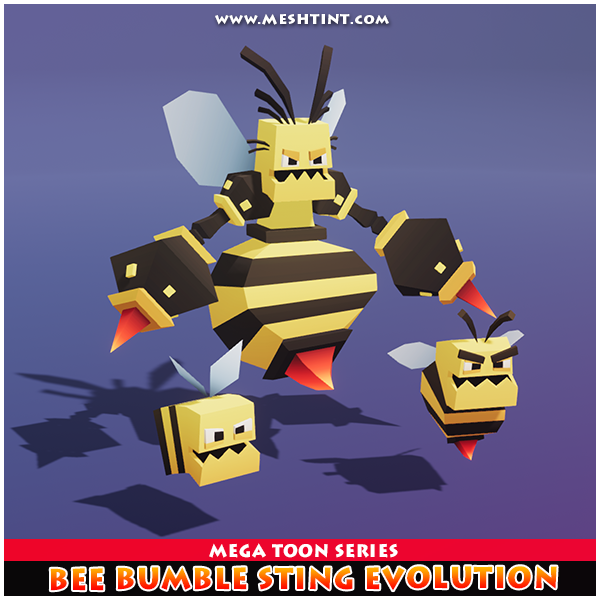 Meshtint Studio - Bee Bumble Sting Evolution Pack Mega Toon Series | FREE 3D Model | Tutorial ...