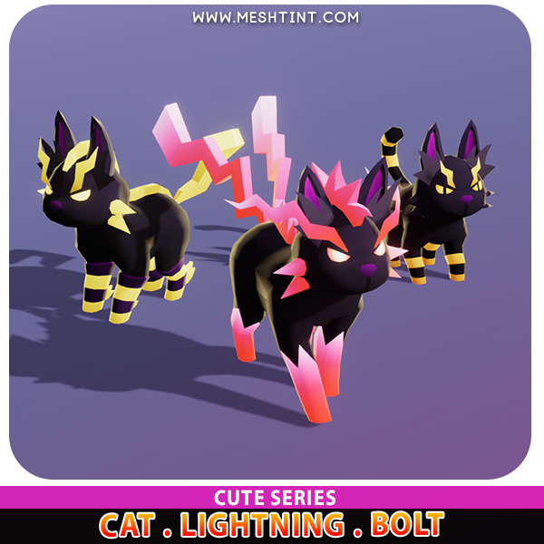 Meshtint Studio - Cat Lightning Bolt Evolution Pack Cute Series | FREE 3D Model | Tutorial ...