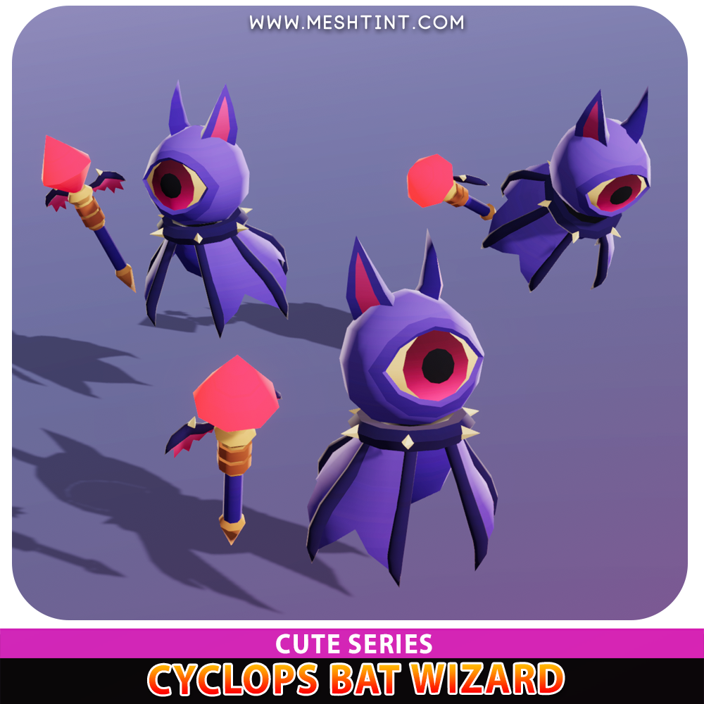Meshtint Studio - Cyclops Bat Wizard Cute Series | FREE 3D Model ...