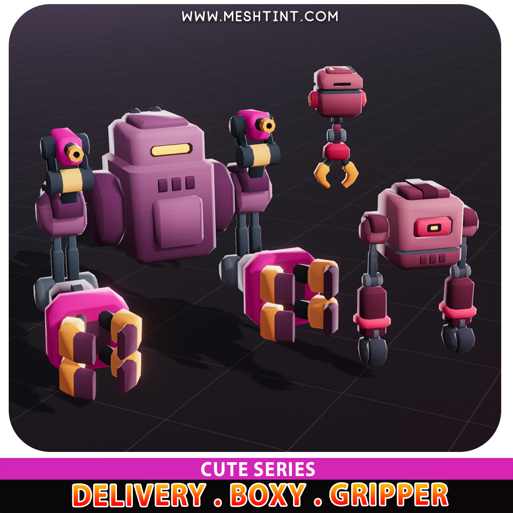 Meshtint Studio - Delivery Boxy Gripper Robot Evolution Pack Cute Series | FREE 3D Model ...