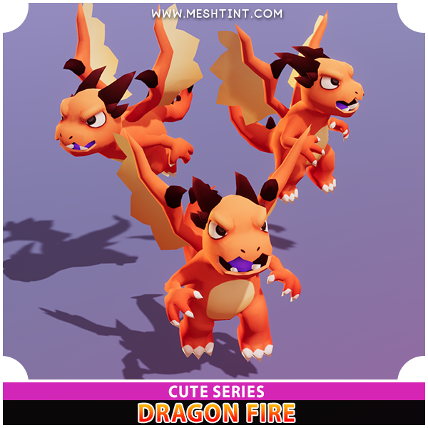 Meshtint Studio - Dragon Fire Cute Series | FREE 3D Model | Tutorial | Learn Unity | Art Outsource