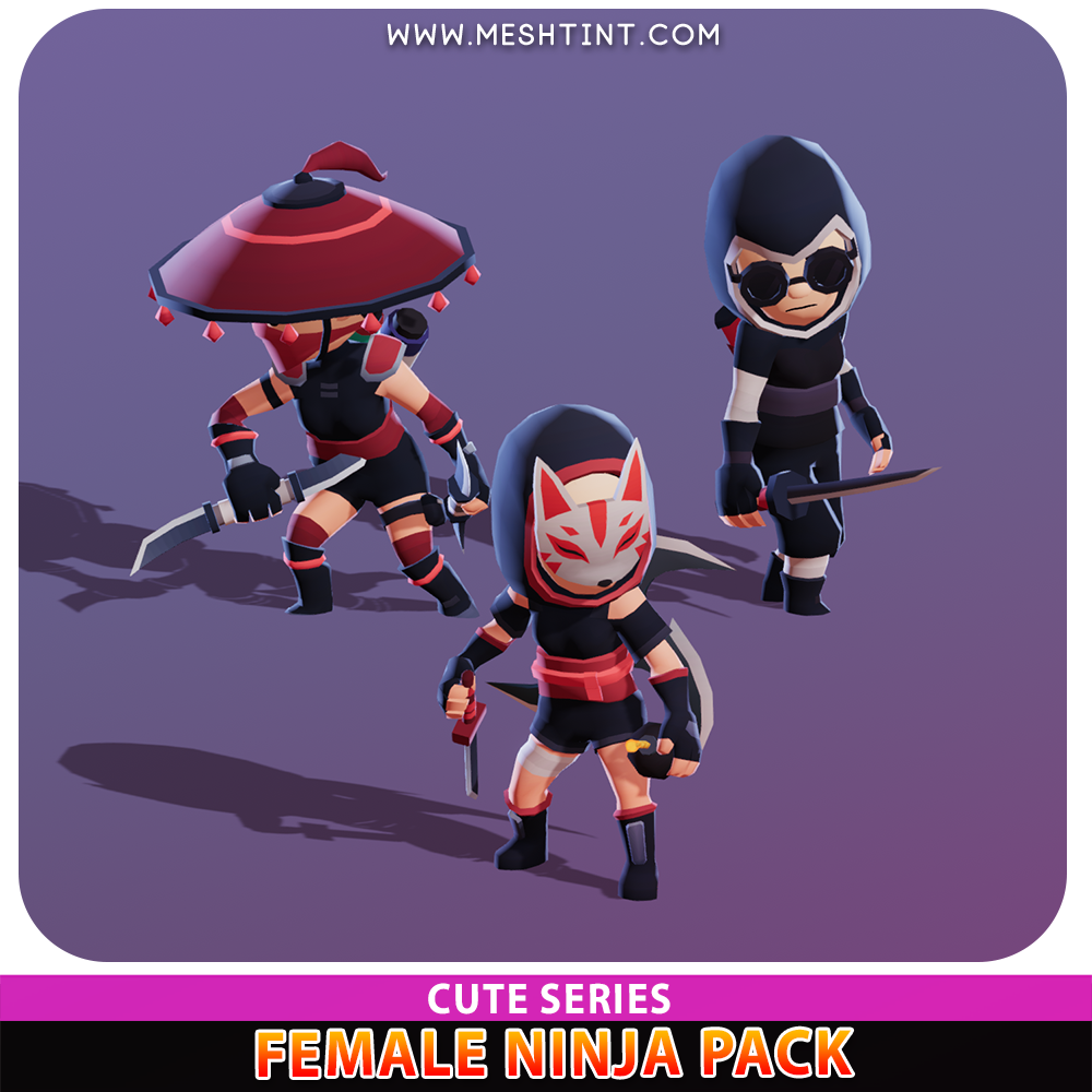 Meshtint Studio - Female Ninja Modular Pack Cute Series | FREE 3D Model ... Meshtint Studio - Female Ninja Modular Pack Cute Series | FREE 3D Model ...