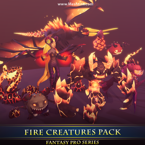 Meshtint Studio - Fire Creatures Pack 1.2 | FREE 3D Model | Tutorial | Learn Unity | Art Outsource