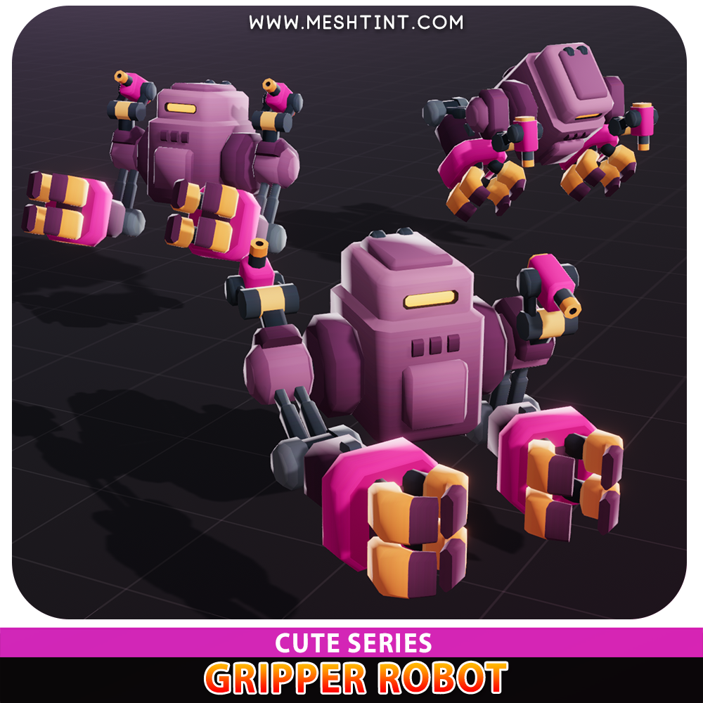 Meshtint Studio - Gripper Robot Cute Series | FREE 3D Model | Tutorial | Learn Unity | Art Outsource