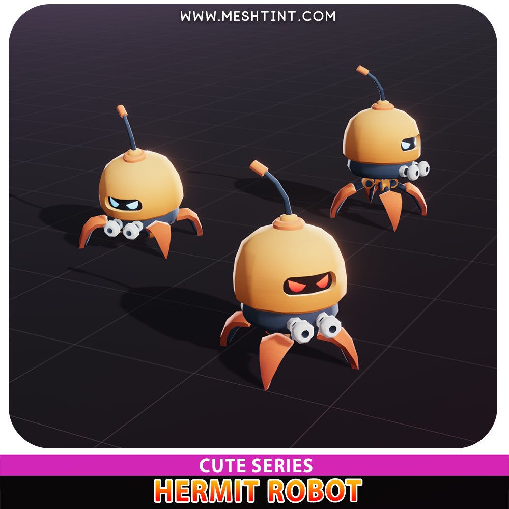Meshtint Studio - Hermit Robot Cute Series 1.1 | FREE 3D Model | Tutorial | Learn Unity | Art ...