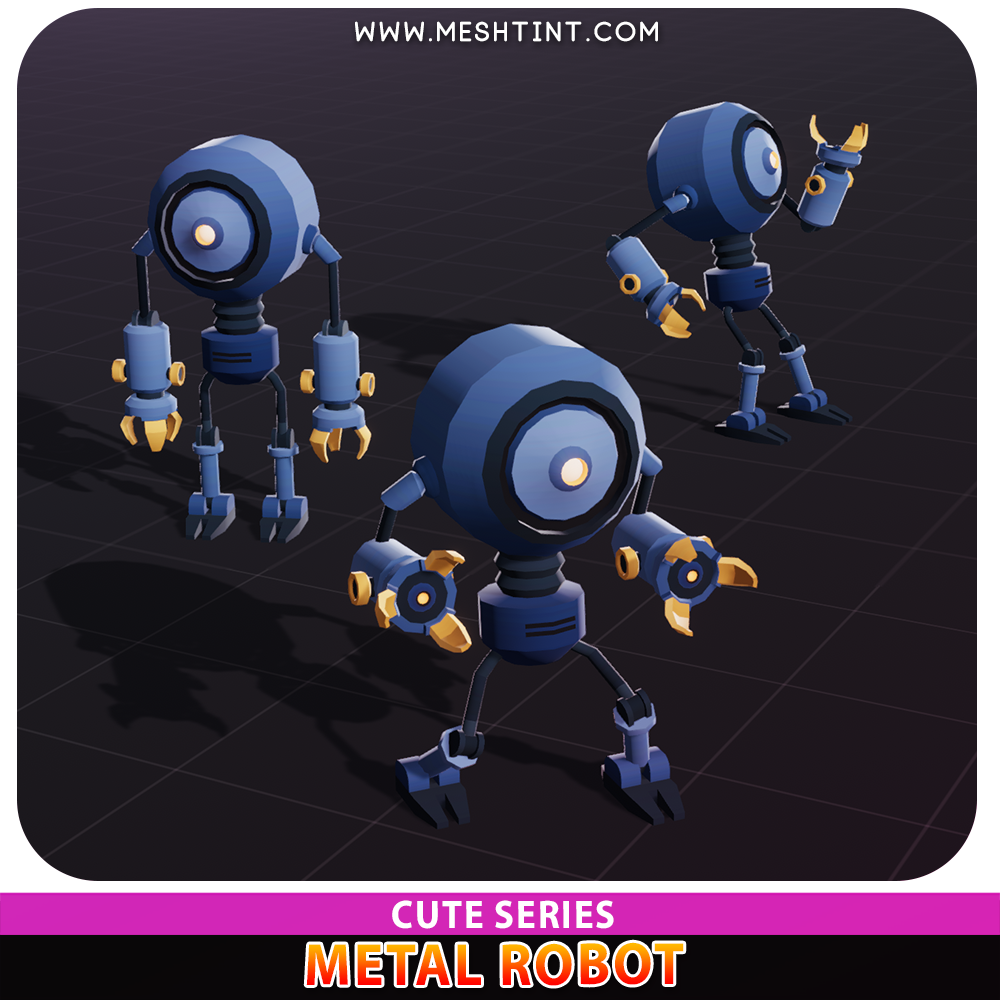 Meshtint Studio - Metal Robot Cute Series | FREE 3D Model | Tutorial | Learn Unity | Art Outsource
