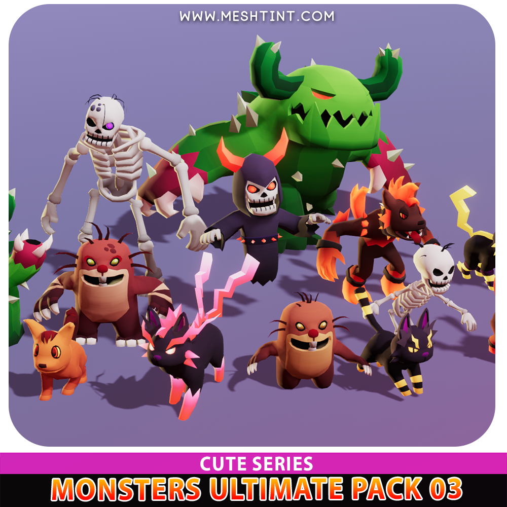 Meshtint Studio - Monsters Ultimate Pack 03 Cute Series | FREE 3D Model | Tutorial | Learn Unity ...