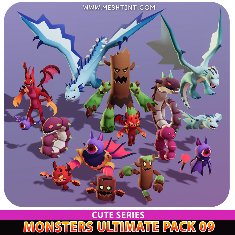 Meshtint Studio - Monsters Ultimate Pack 09 Cute Series | FREE 3D Model | Tutorial | Learn Unity ...