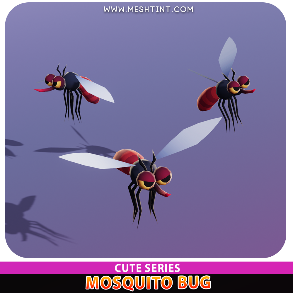 Meshtint Studio - Mosquito Bug Cute Series | FREE 3D Model | Tutorial | Learn Unity | Art Outsource