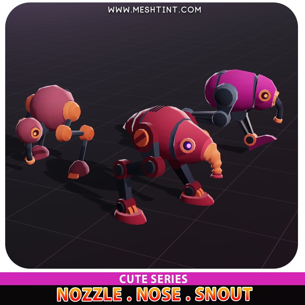 Meshtint Studio - Nozzle Nose Snout Robot Evolution Pack Cute Series | FREE 3D Model | Tutorial ...