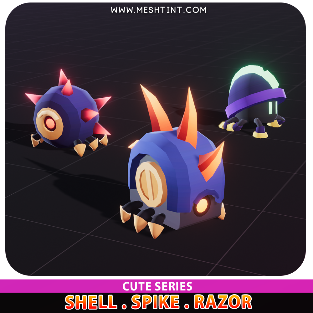 Meshtint Studio - Shell Spike Razor Robot Evolution Pack Cute Series | FREE 3D Model | Tutorial ...