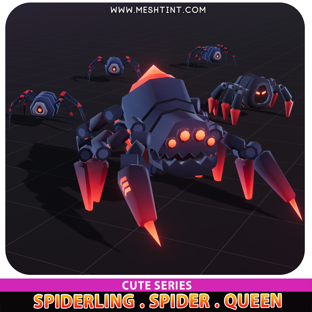 Meshtint Studio - Spiderling Spider Queen Robot Evolution Pack Cute Series | FREE 3D Model ...
