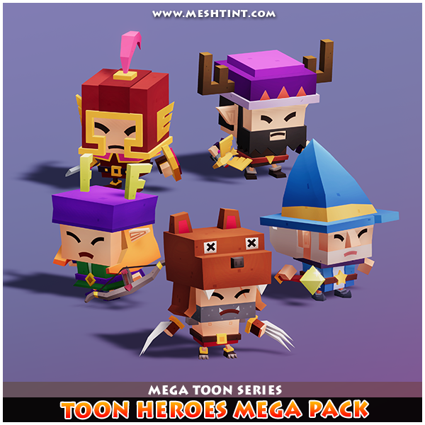 Meshtint Studio - Toon Heroes Mega Pack | FREE 3D Model | Tutorial | Learn Unity | Art Outsource
