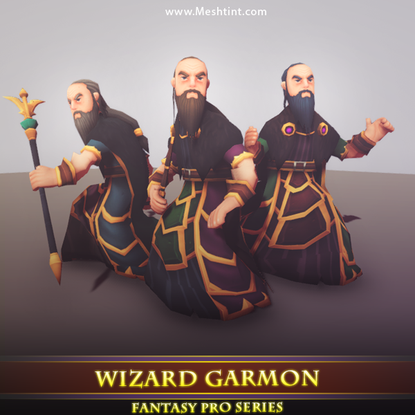 Meshtint Studio - Wizard Garmon 1.2 | FREE 3D Model | Tutorial | Learn Unity | Art Outsource