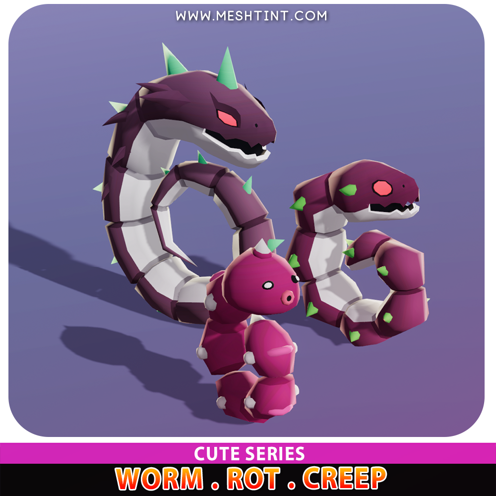 Meshtint Studio - Worm Rot Creep Evolution Pack Cute Series | FREE 3D Model | Tutorial | Learn ...
