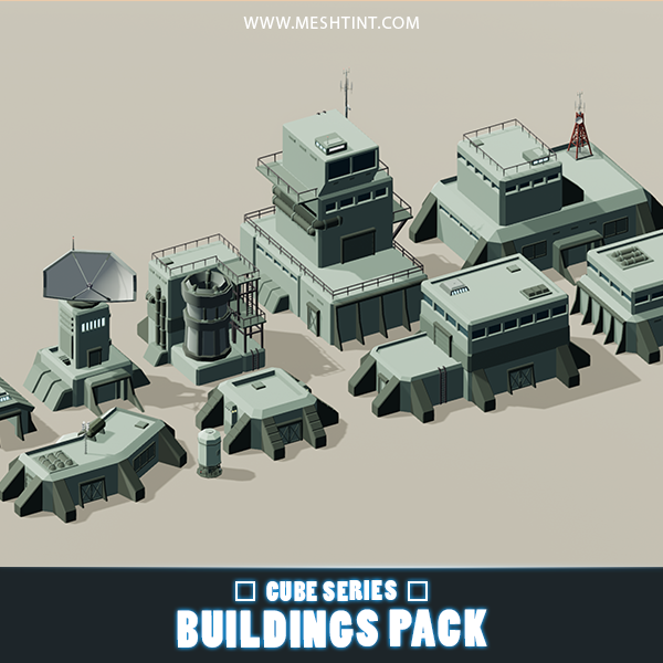 Meshtint Studio - CUBE - Buildings Pack 1.1 | FREE 3D Model | Tutorial | Learn Unity | Art Outsource