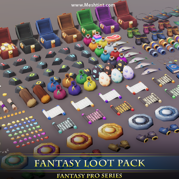 Meshtint Studio - Fantasy Loot Pack 1.3 | FREE 3D Model | Tutorial | Learn Unity | Art Outsource