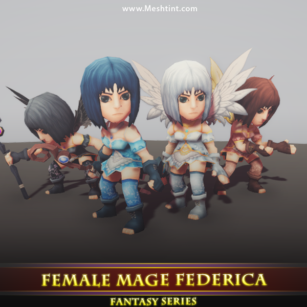 Meshtint Studio - Female Mage Federica | FREE 3D Model | Tutorial | Learn Unity | Art Outsource